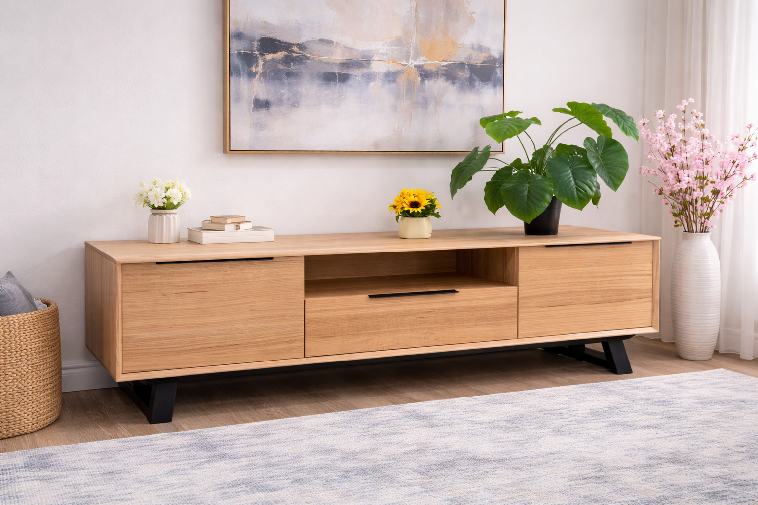 Menton Messmate Timber Veneer Entertainment Unit | Total Direct Furniture